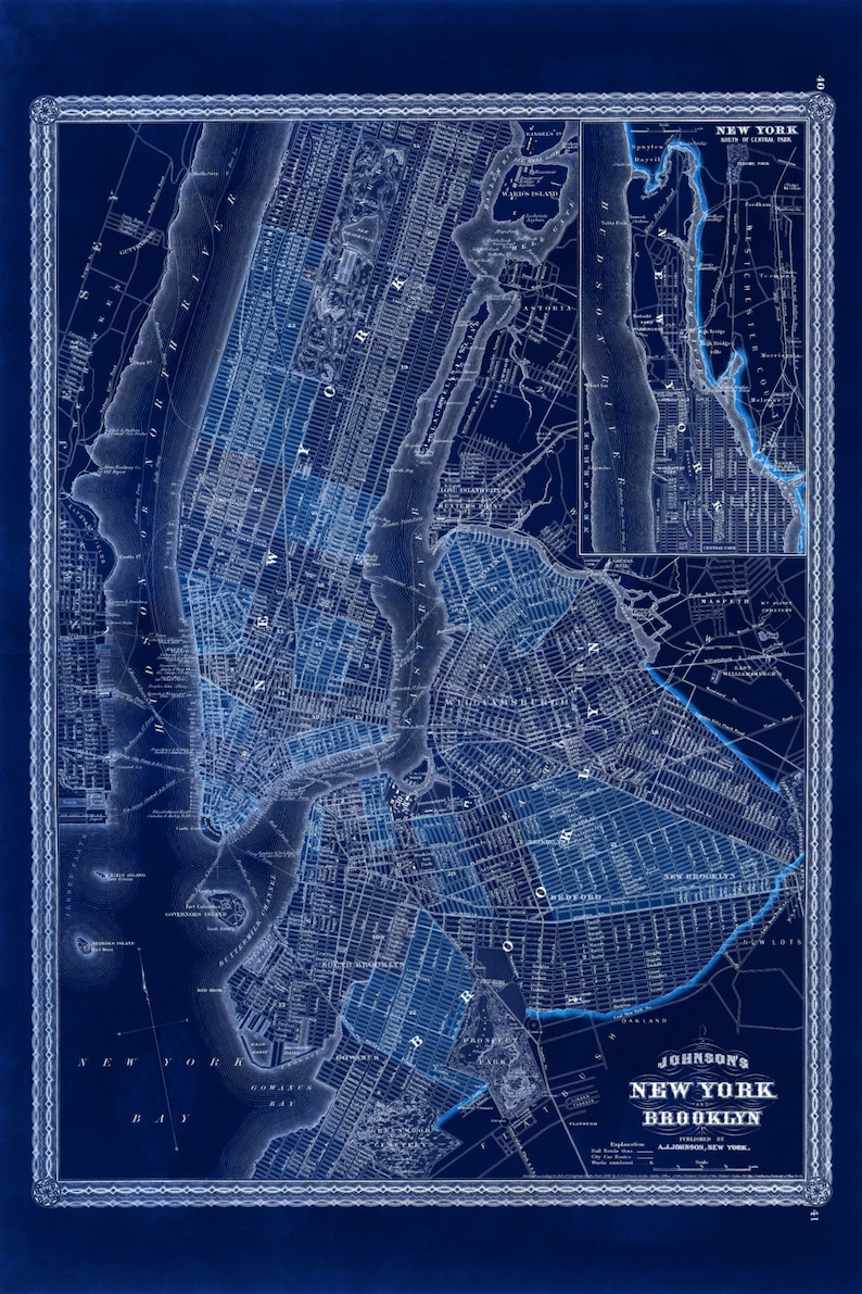 1870 New York City and Brooklyn Map Reprint Vintage New York | Etsy