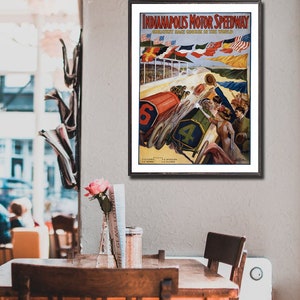 1909 Indianapolis Motor Speedway Poster Reprint, Vintage Car Racing ...