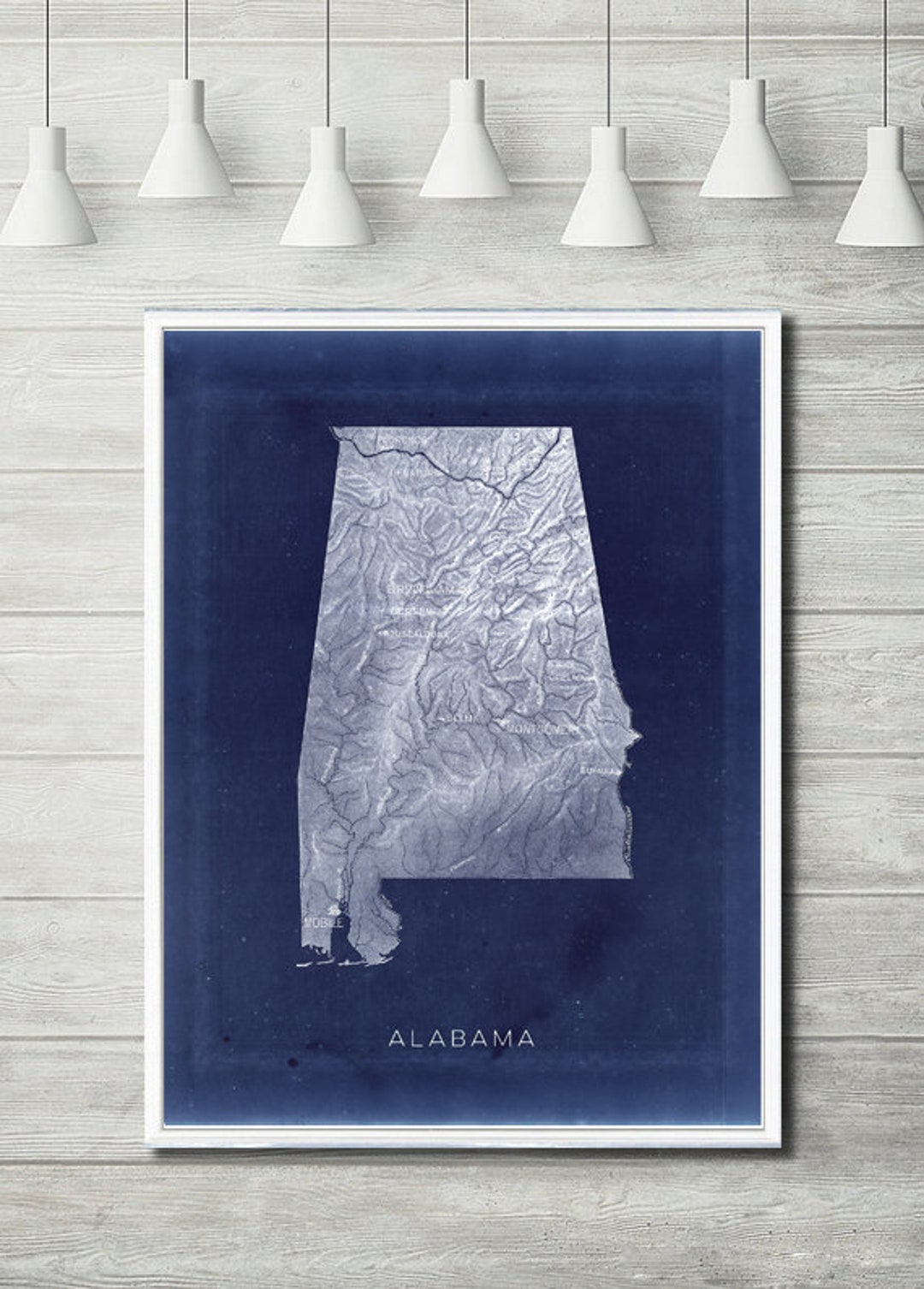 Alabama Relief Map Reprint, Vintage Alabama Map Reprint - 6 Large/xl ...