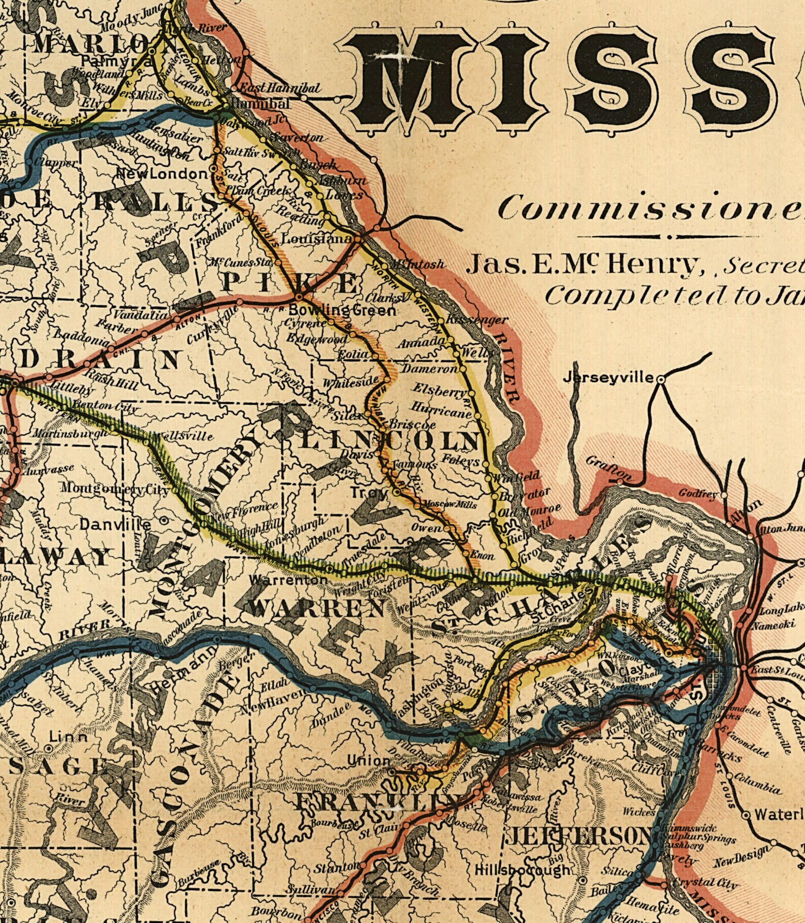 1888 Missouri Map Reprint -vintage Missouri Railroad Map Reprint - 5 ...