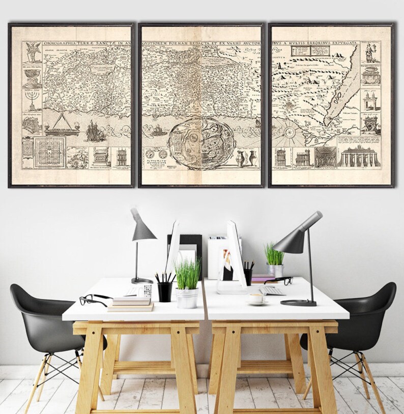 1632 Holy Land Map Reprint Palestine/israel Map Reprint 7 - Etsy