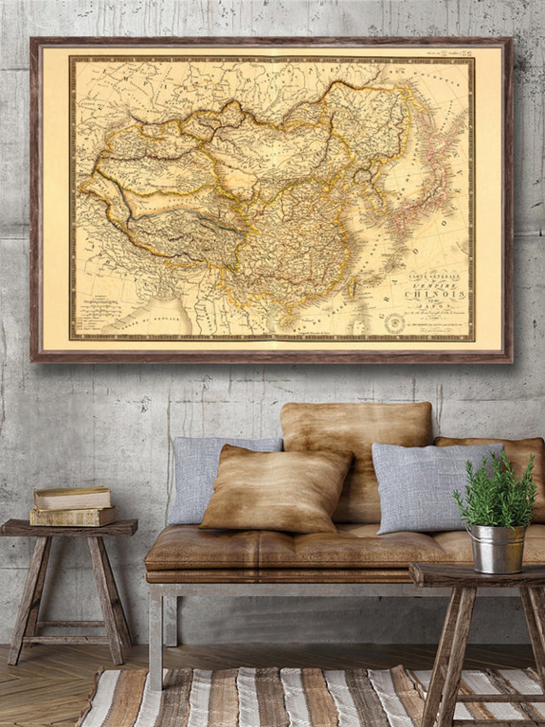 1836 Chinese Empire and Japan Map, Vintage China Map Reprint,中国地图, Home ...