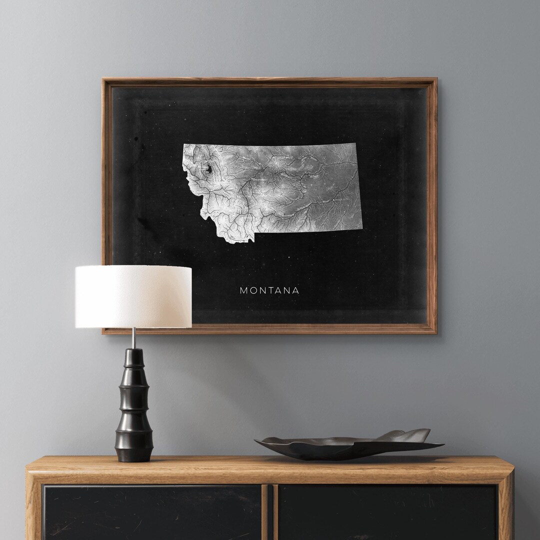 Montana Relief Map - 6 Large/xl Sizes up to 40"x30" and Three Color ...