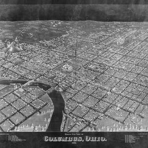 1872 Columbus Ohio Map Reprint Columbus Birds Eye View Map 7 - Etsy