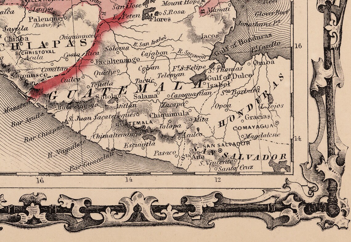 1862 Johnson's Mexico Map Reprint, Vintage Mexico Map Reprint - 3 Color ...