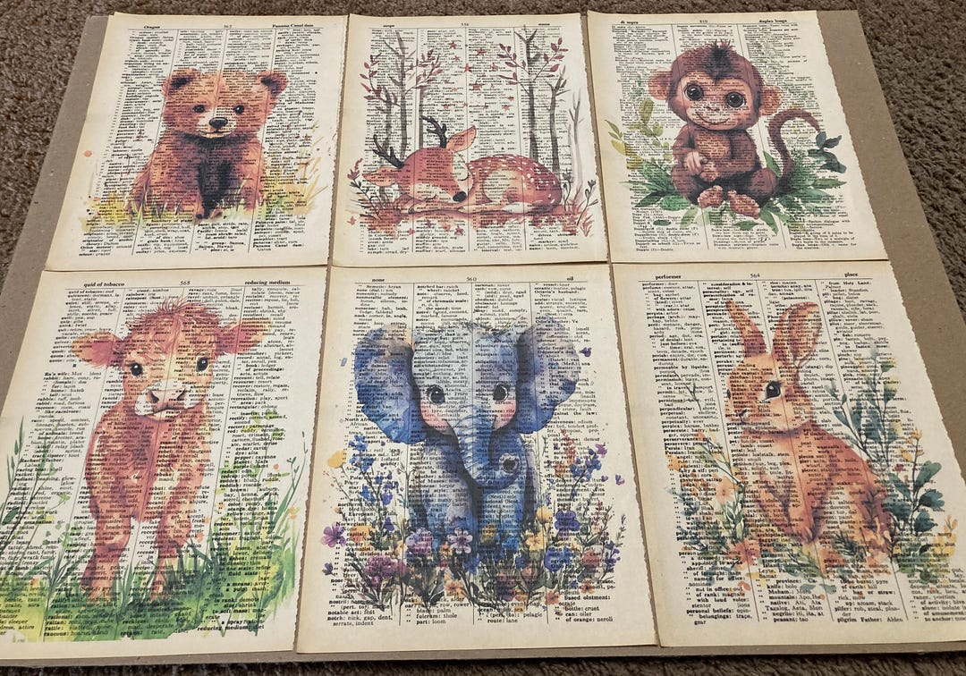 Woodland Baby Animal Themed Dictionary Prints, 6-piece Set, Dictionary ...