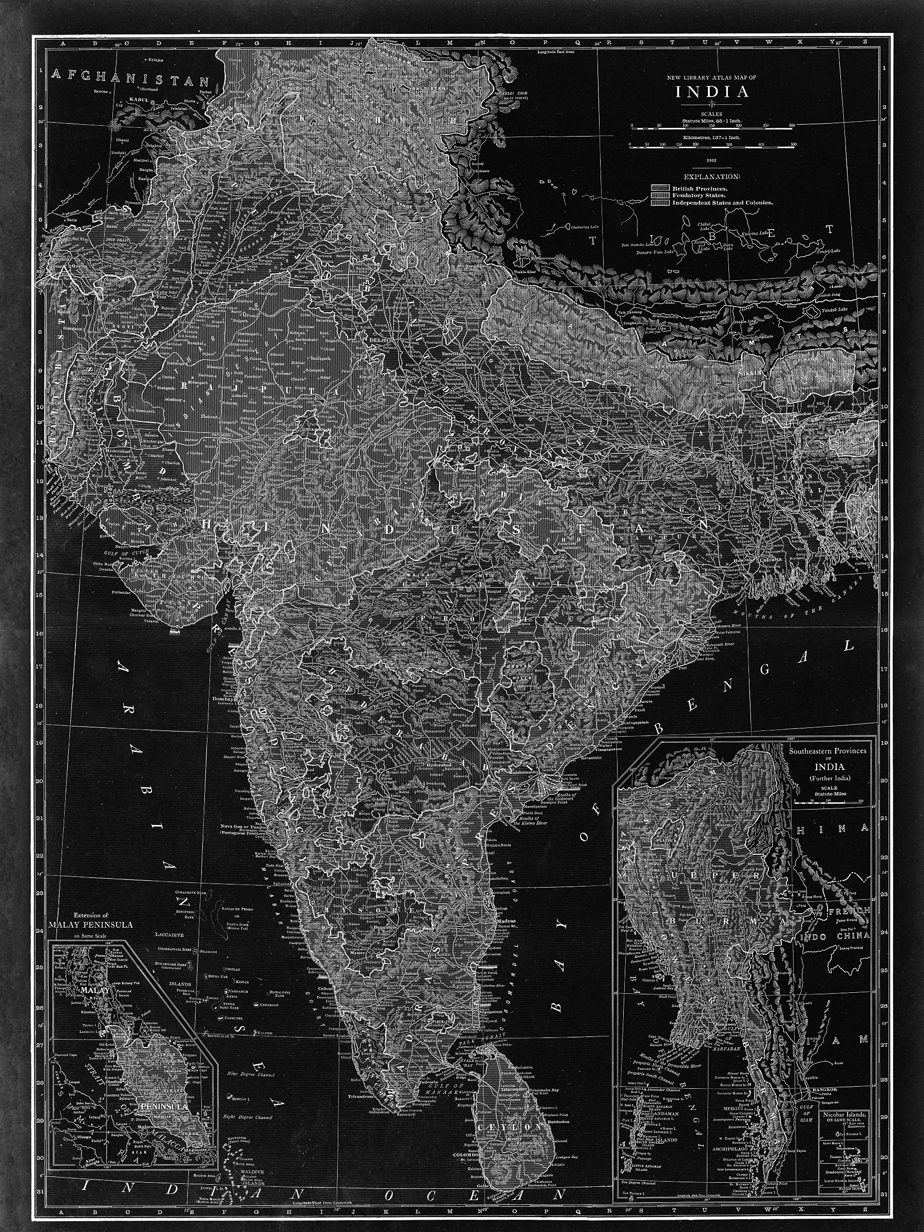 1912 India Map Reprint - SE Asia/india Map Decor - 6 L/XL Sizes up to ...