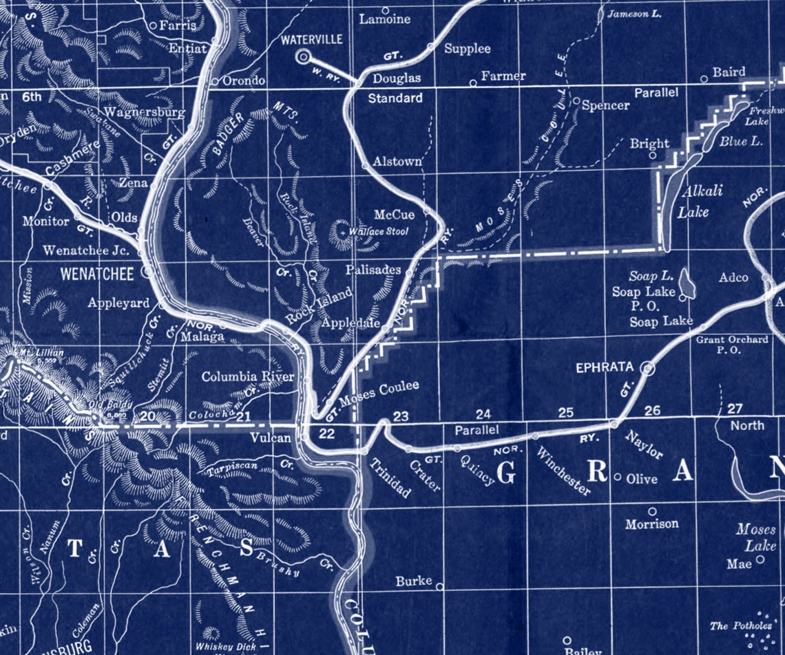 1928 Washington Railway Map Reprint - Washington State Map Reprint - 3 ...