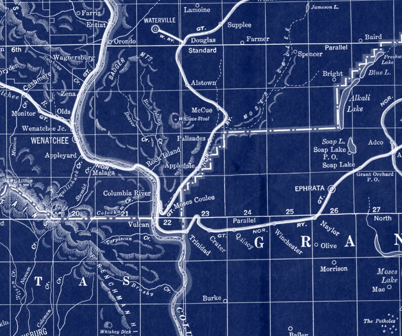 1928 Washington Railway Map Reprint - Washington State Map Reprint - 3 ...
