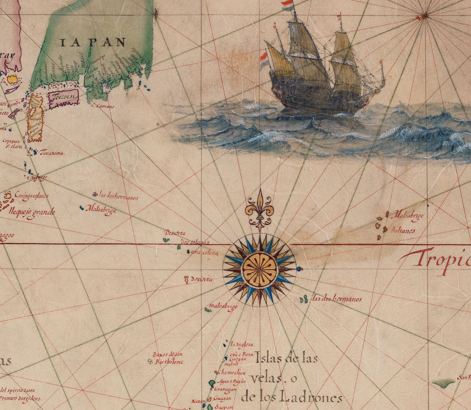 1622 Pacific Ocean/south Seas Nautical Chart Reprint , 1600s Dutch Map ...