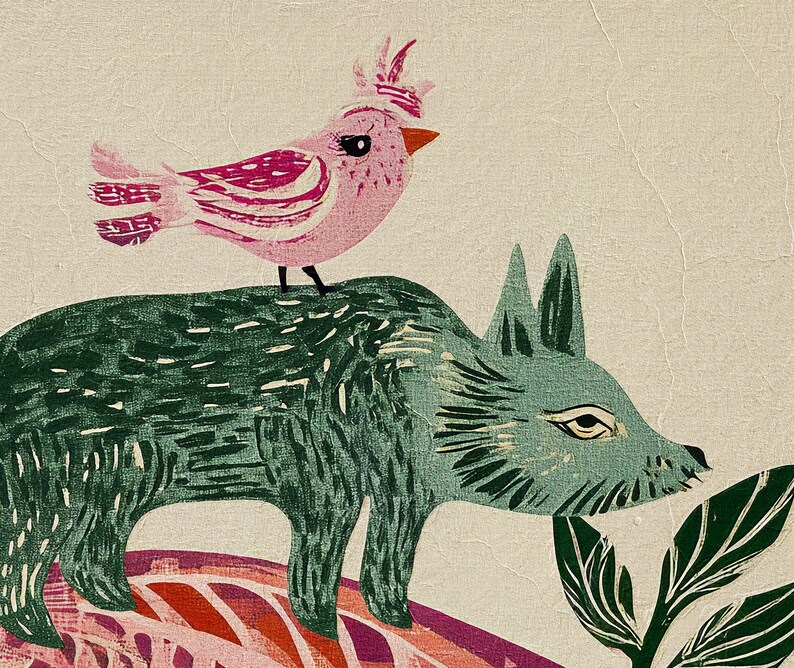 Whimsical Animal Stack Art Print, Flamingo Nursery Wall Decor ...