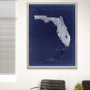 Florida Relief Map Reprint, Vintage Florida Map Reprint 6 Large/xl ...