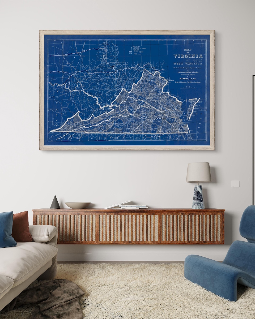 1869 Virginia Map Reprint, Vintage Virginia Map Reprint - 5 Large/xl ...