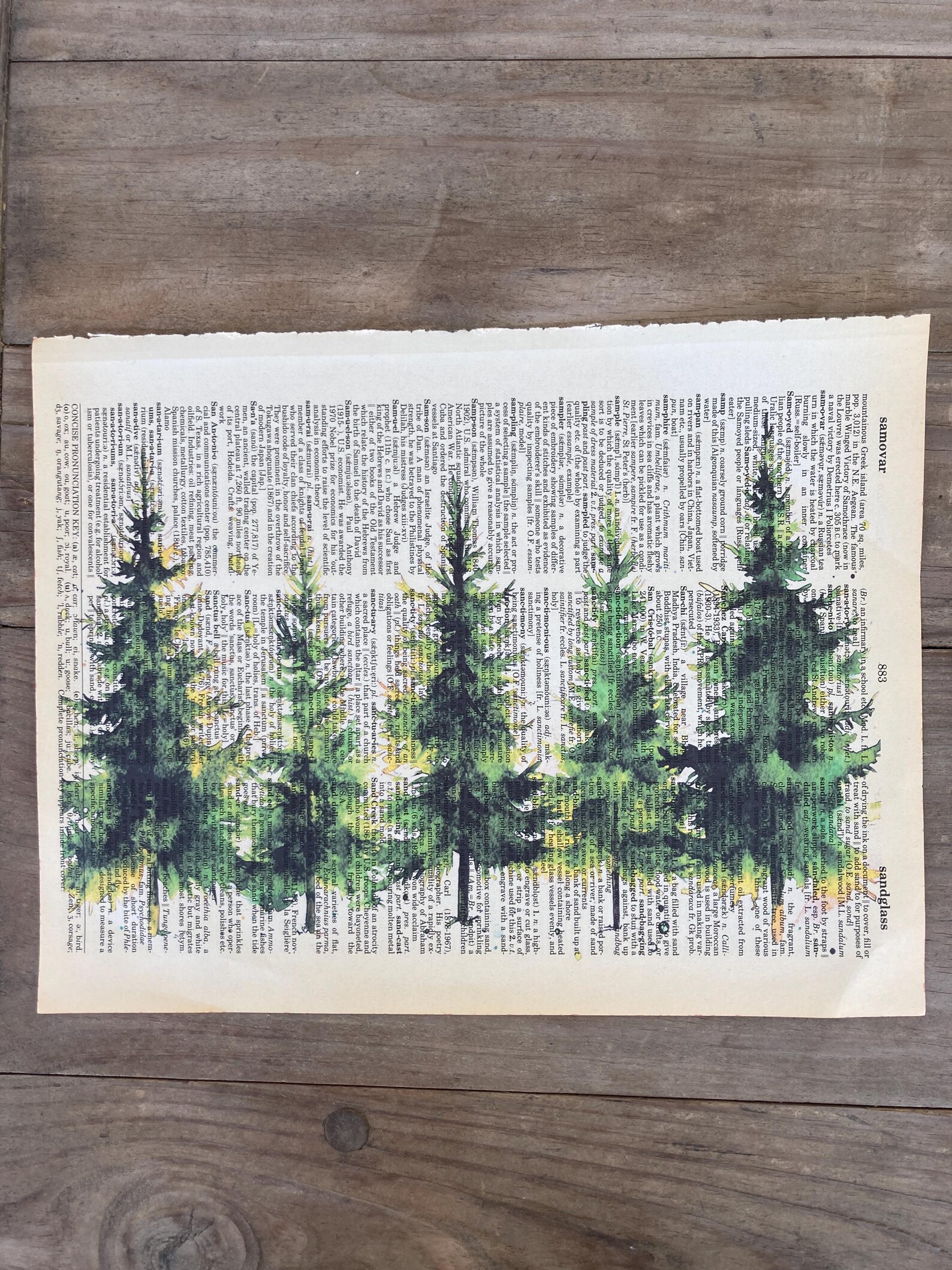 Pine Trees Themed Dictionary Print, Pine Trees, 5-piece Set, Green Tree ...