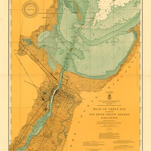 1912 Green Bay Nautical Chart Reprint, Vintage Green Bay, WI Map ...