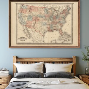 1870 Johnson's United States Map Reprint, Vintage USA Map Reprint - 5 ...