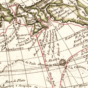 1782 World Map, Vintage Vertical Reprint Map of the World in French - 5 ...