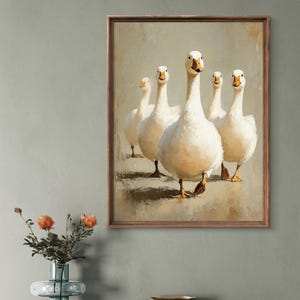 White Goose Painting, Goose Oil Painting, Farmhouse Wall Decor, Country ...