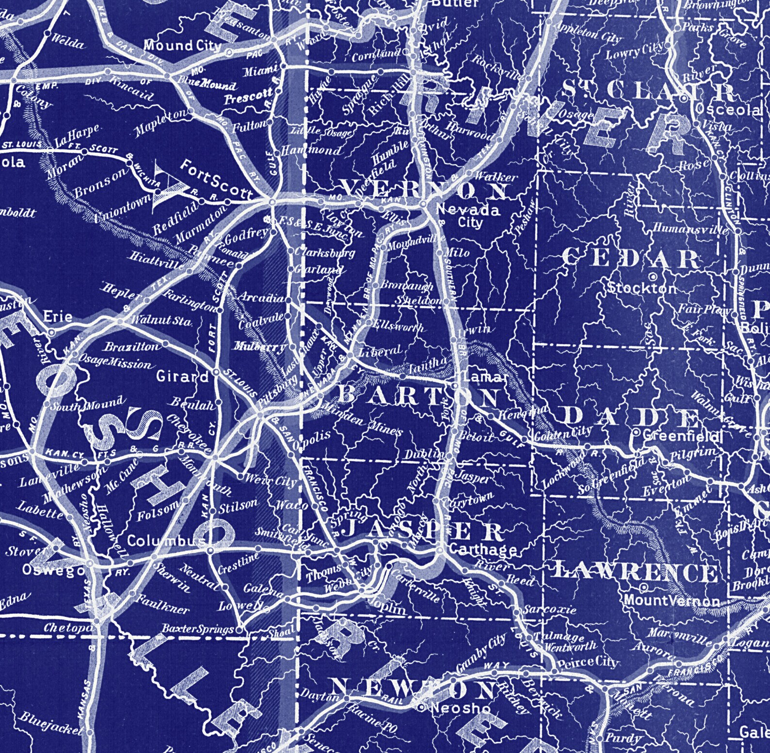 1888 Missouri Map Reprint -vintage Missouri Railroad Map Reprint - 5 ...