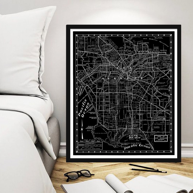 1940s Los Angeles Map Reprint - Mid-century LA Map Reprint on Fine Art ...