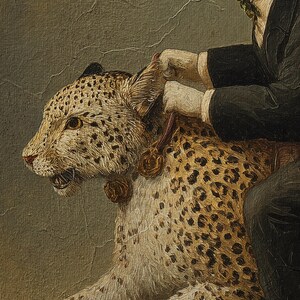 Dapper Rabbit Riding a Leopard – Surreal Vintage-style Animal Portrait ...