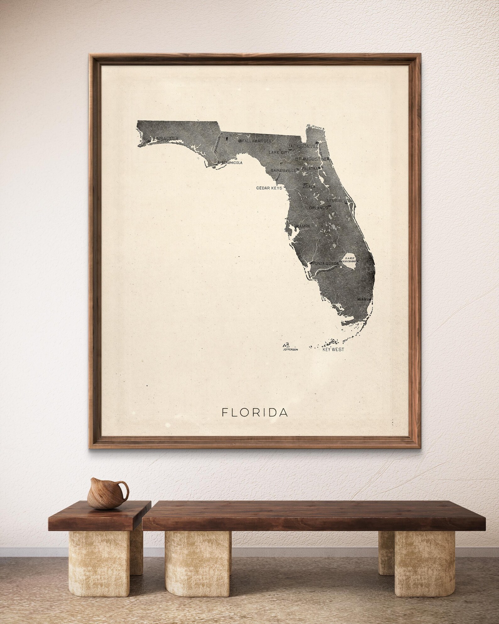 Florida Relief Map Reprint, Vintage Florida Map Reprint - 6 Large/xl ...