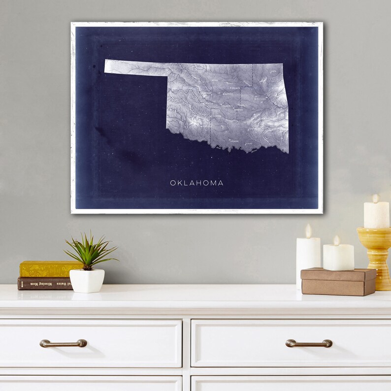 Oklahoma Relief Map Reprint Vintage Oklahoma Map Reprint 6 - Etsy