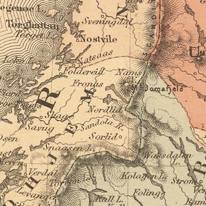 Map of Scandinavia 1870, Vintage Sweden/norway/denmark Map Reprint ...
