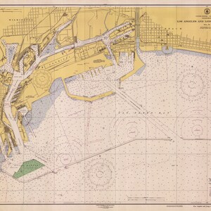 1948 Los Angeles and Long Beach Harbors Nautical Chart Reprint - 6 L/XL ...