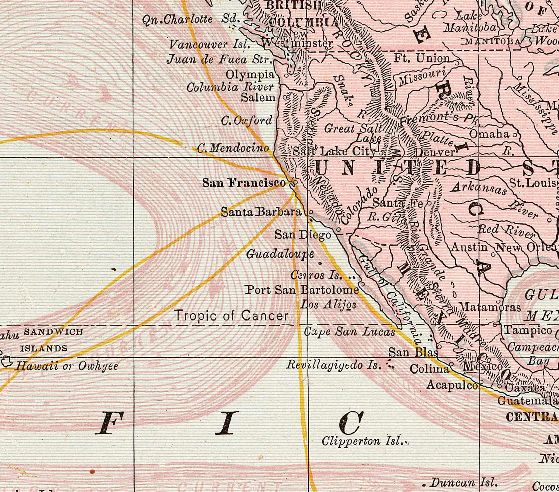 1887 World Map Reprint , Vintage Cram's "chart of the World" Map ...
