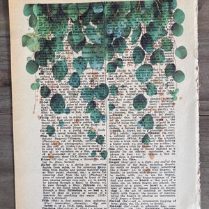 Plant Themed Dictionary Prints - 6 Piece Set - Watercolor Plant Print ...