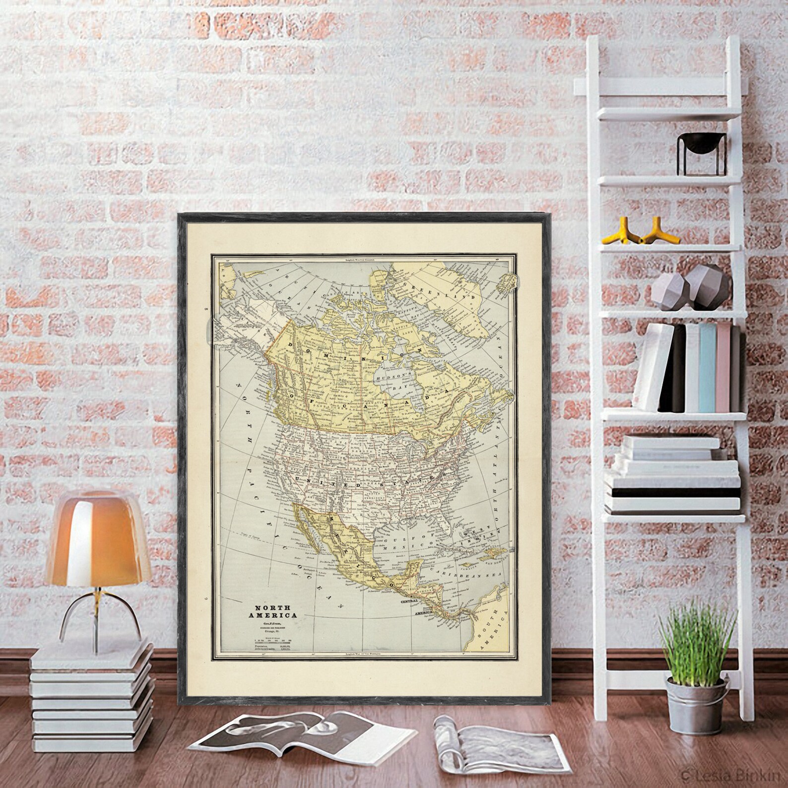 1887 North America Map Reprint - Vintage North America Map Reprint 4 ...