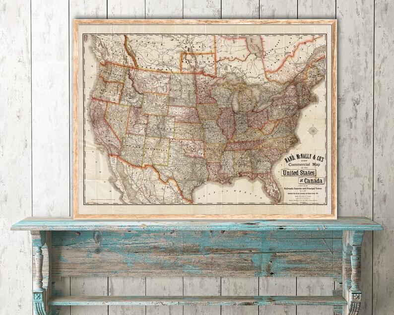 1883 US Railroad Map Reprint Vintage US Railroad Map Reprint - Etsy