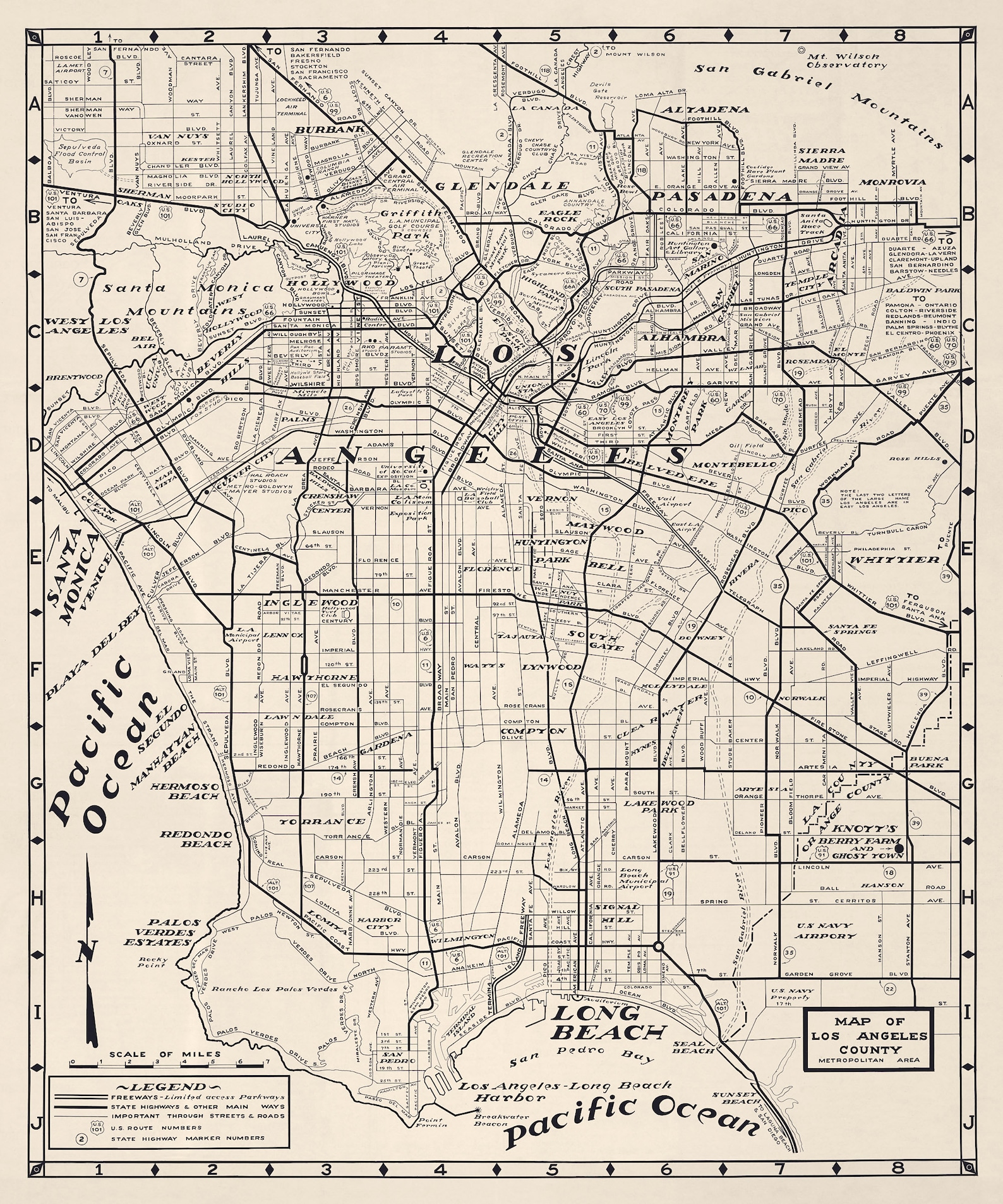 1940s Los Angeles Map Reprint Mid-century LA Map Reprint on - Etsy