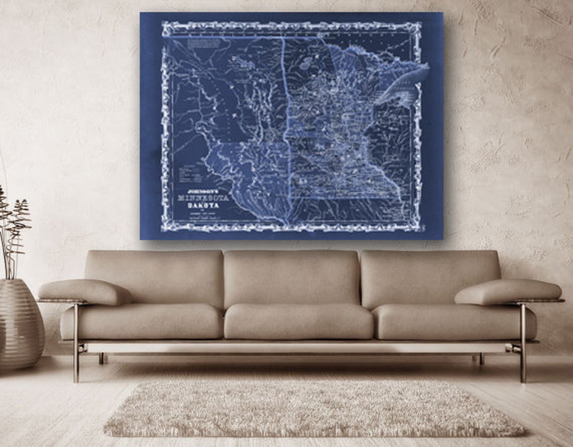 1862 Johnson's Map of Minnesota and Dakota Territory Map | Etsy
