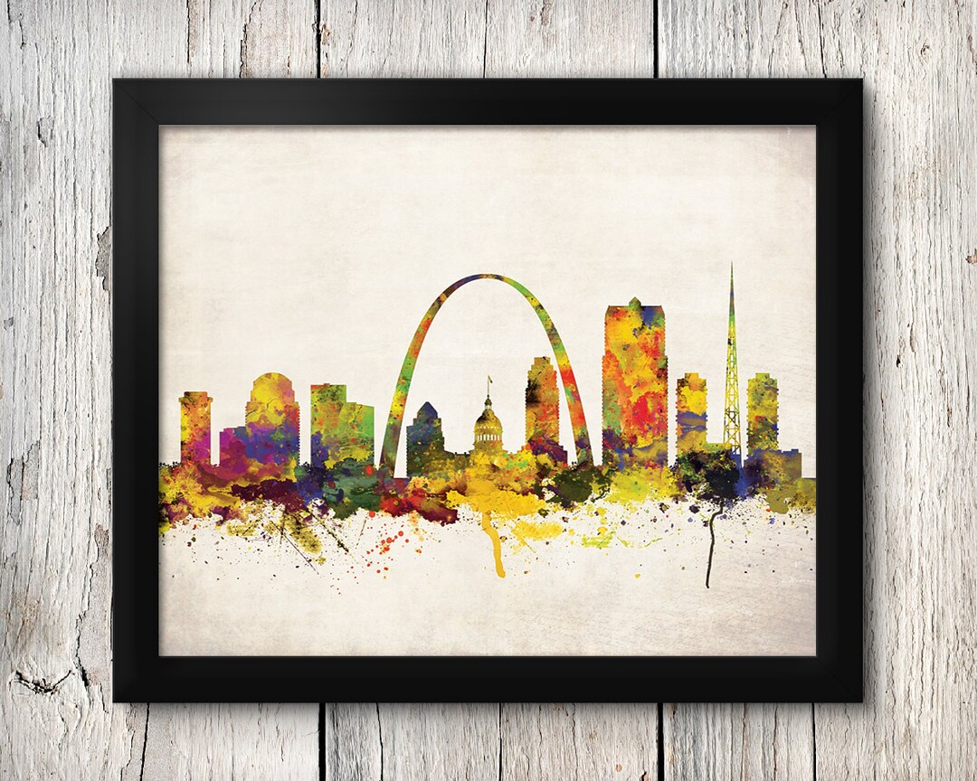 Saint Louis,missouri City Skyline, St Louis,digital Watercolor Art ...