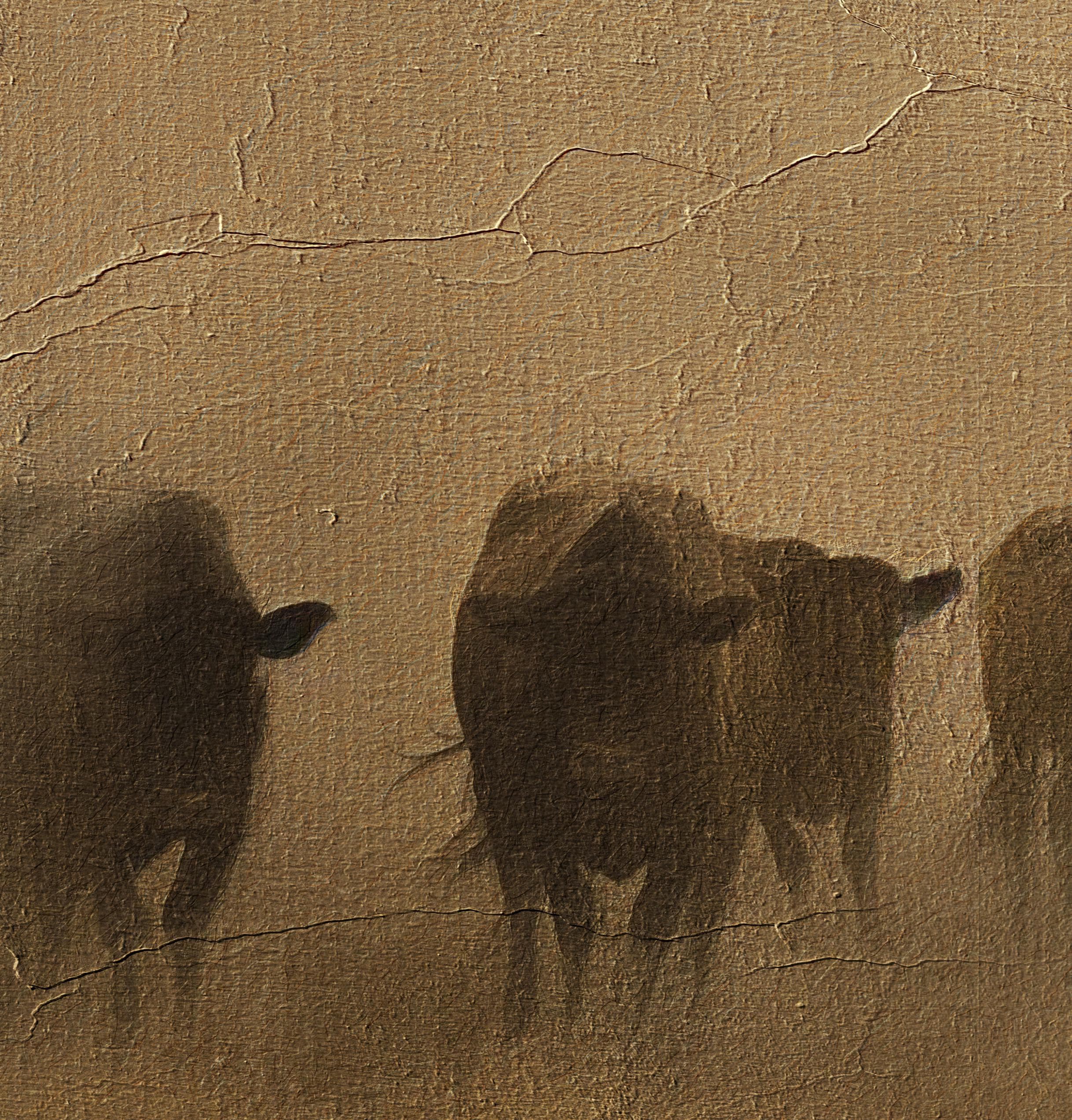 Vintage-style Cattle Herd Wall Art – Digital Art -rustic Western Cow ...