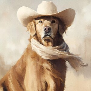 Dog Cowboy Art Print - Funny Animal Cowboy Decor - Digital Painting ...
