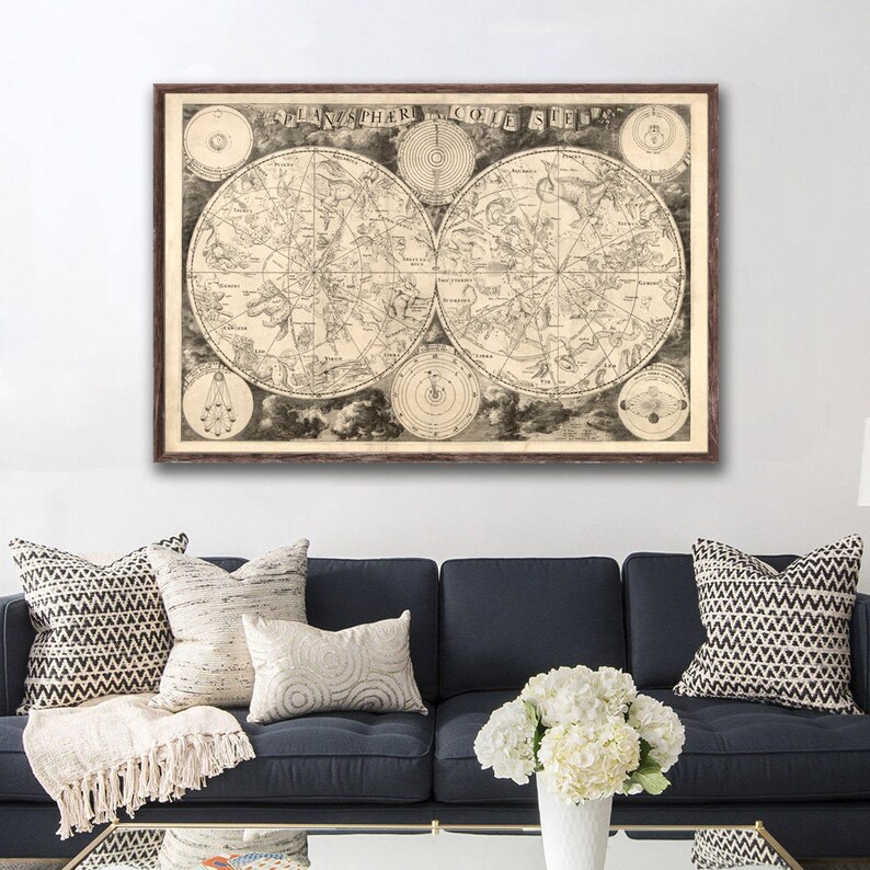 1850 Astronomy & Astrological Map Victorian Astronomy Reprint - Etsy