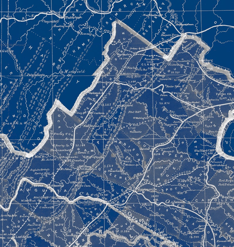 1869 Virginia Map Reprint Vintage Virginia Map Reprint 5 | Etsy