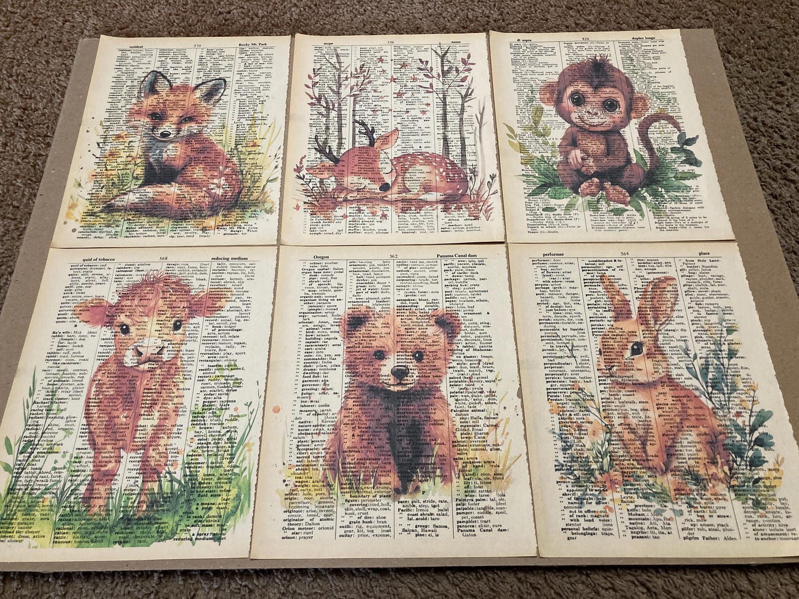 Woodland Baby Animal Themed Dictionary Prints, 6-piece Set, Dictionary ...