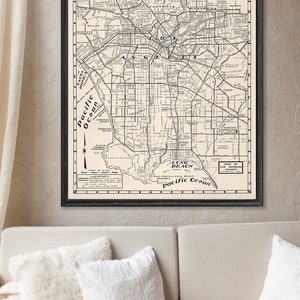 1940s Los Angeles Map Reprint - Mid-century LA Map Reprint on Fine Art ...