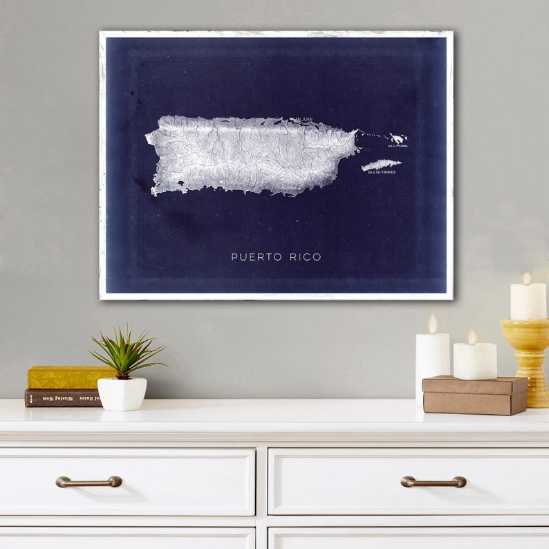 Puerto Rico Relief Map Reprint Vintage Puerto Rico Map | Etsy