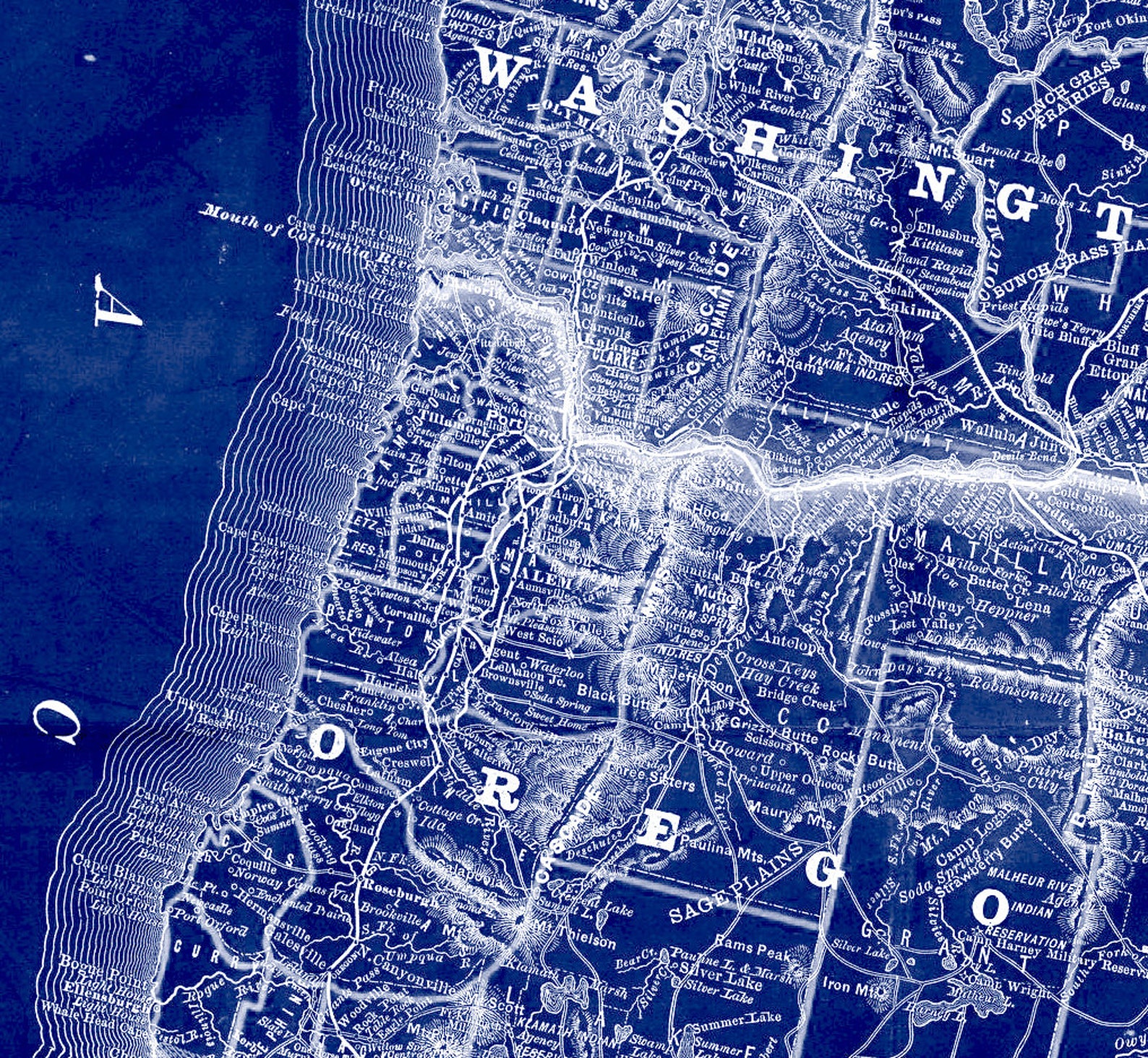 1883 US Railroad Map Reprint, Vintage US Railroad Map Reprint, 4 Large ...