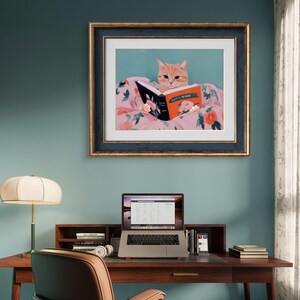 Cat Reading Art Print - Bookworm Art - Trendy Wall Art - Wake up and ...