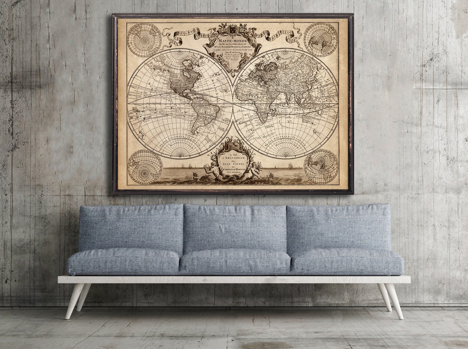 1700 World Nautical Map Reprint Vintage 1700s Dutch Nautical | Etsy