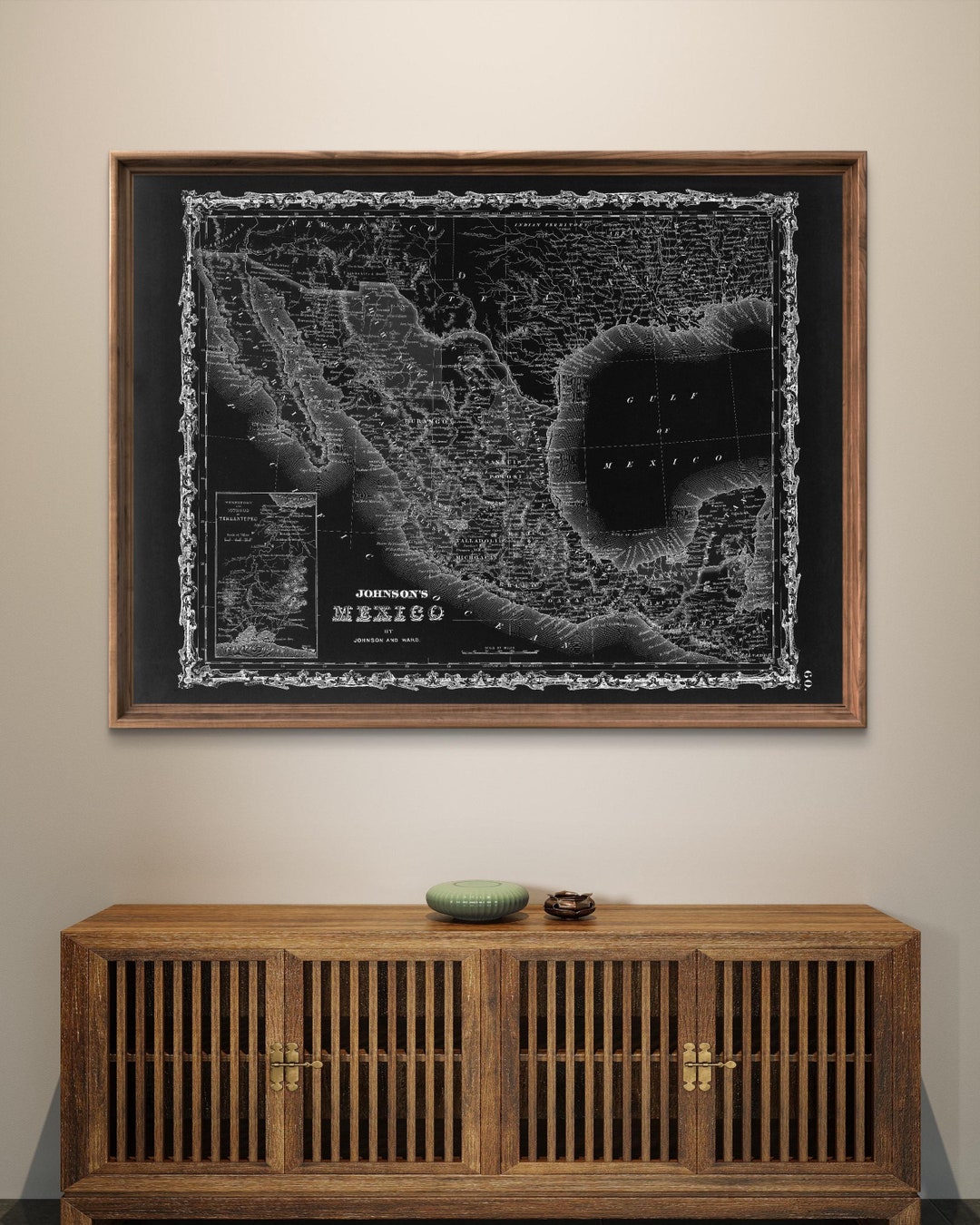 1862 Johnson's Mexico Map Reprint, Vintage Mexico Map Reprint - 3 Color ...