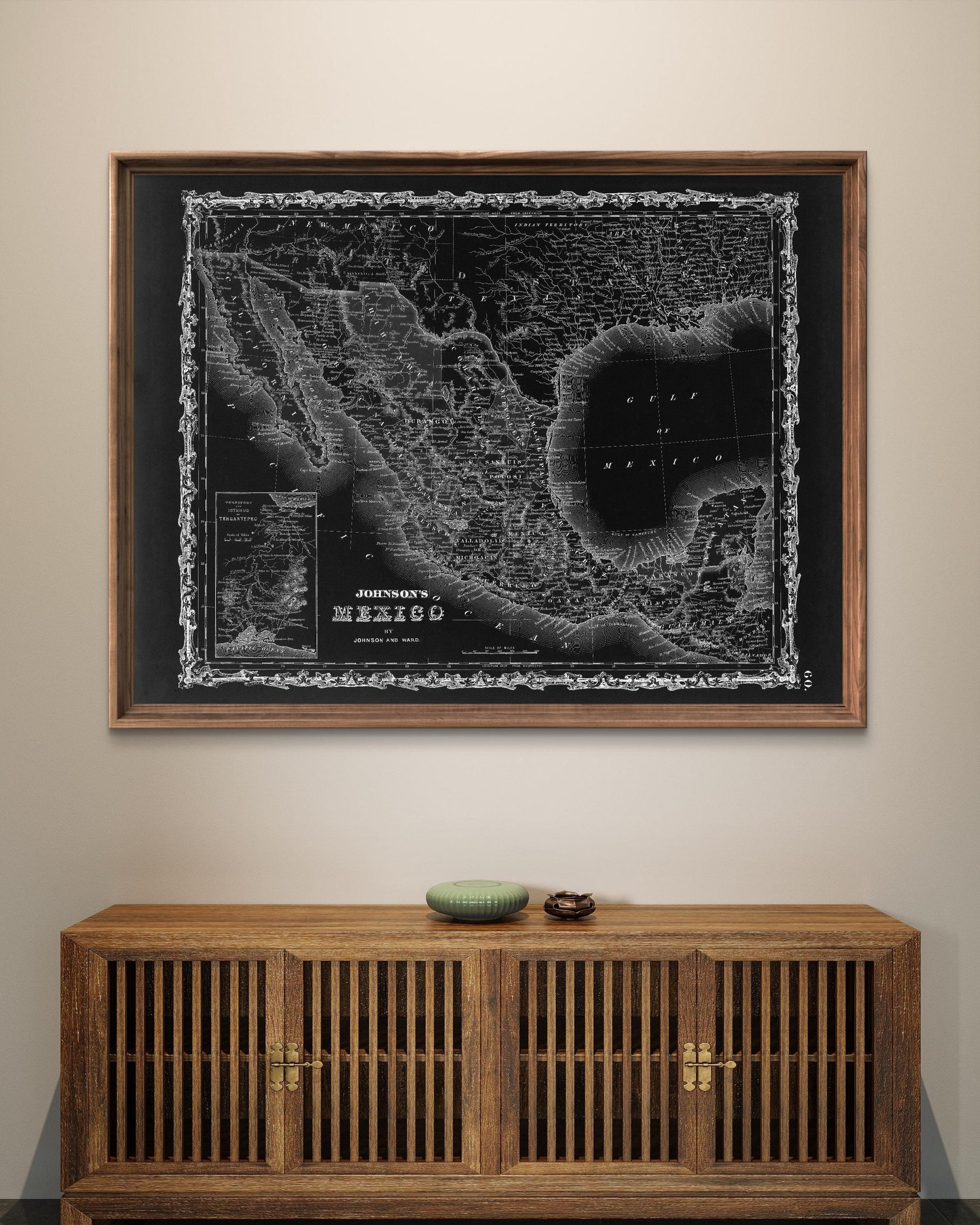 1862 Johnson's Mexico Map Reprint, Vintage Mexico Map Reprint - 3 Color ...