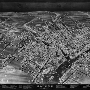 Vintage Bangor Map 1875 - Old Map of Bangor, Maine Reprint- 5 Large/xl ...