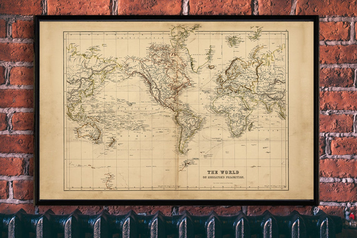 1898 Black's Atlas World Map Reprint Minimalistic World - Etsy Hong Kong